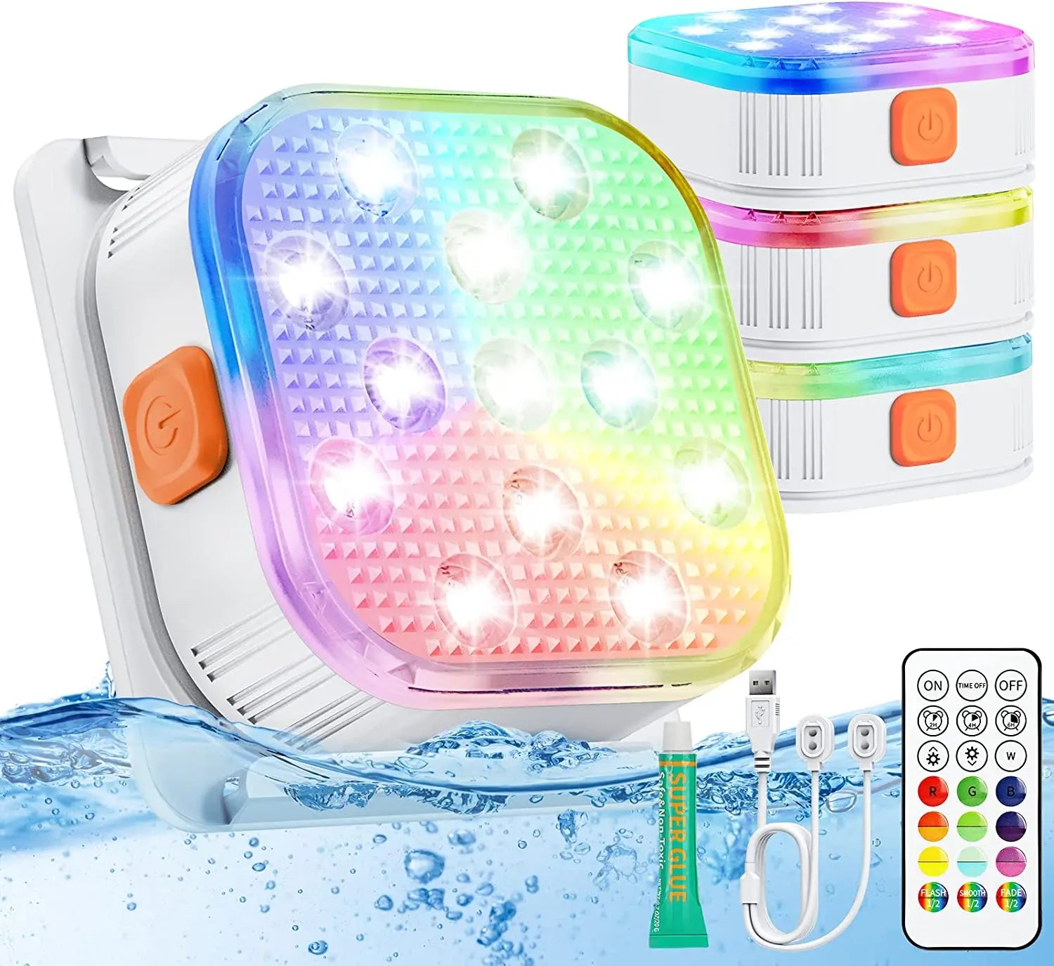 Underwater Lights LED Submersible Pool Light Rechargeable Swimming Poo ...